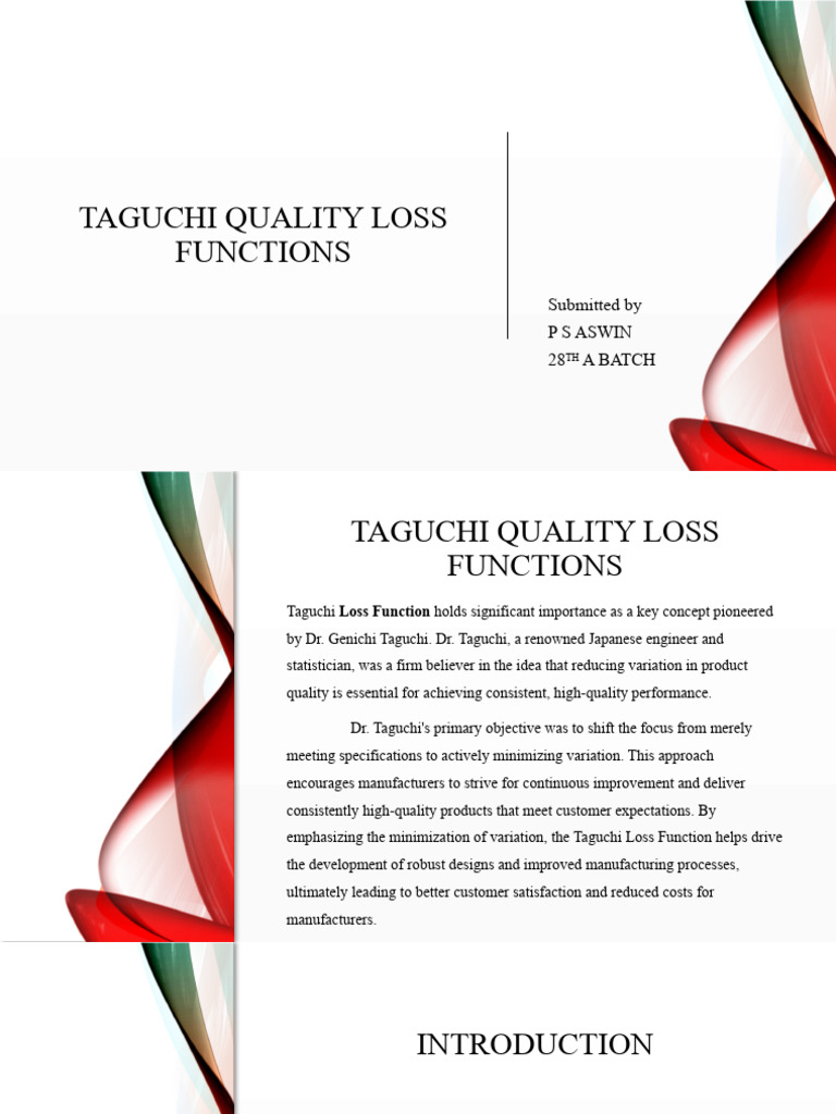 Taguchi Quality Loss Functions Pdf Loss Function Cartesian Coordinate System
