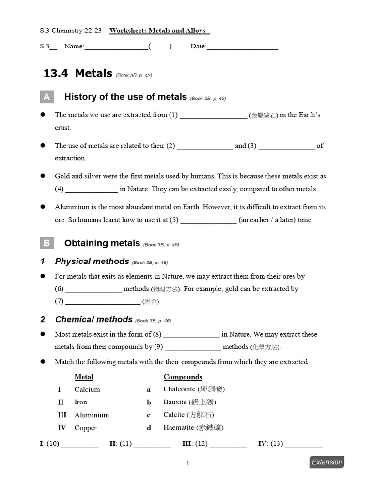 WS-Metals With Ans | PDF | Metals | Alloy