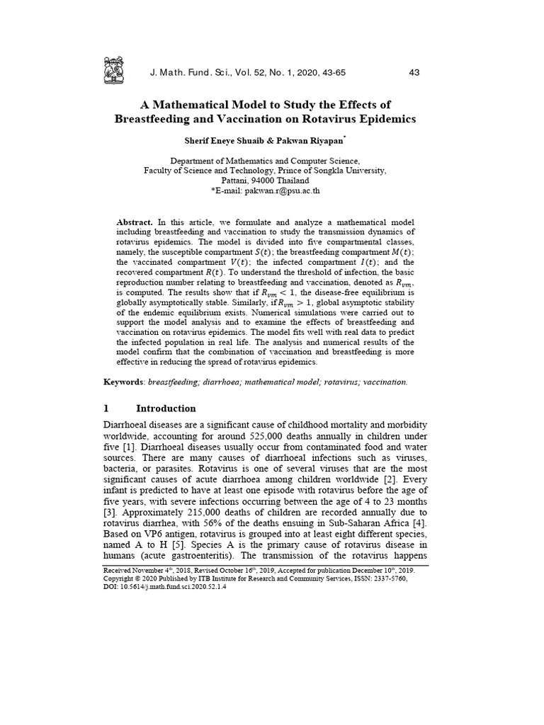 A Mathematical Model To Study The Effects of Breas | PDF | Wellness ...