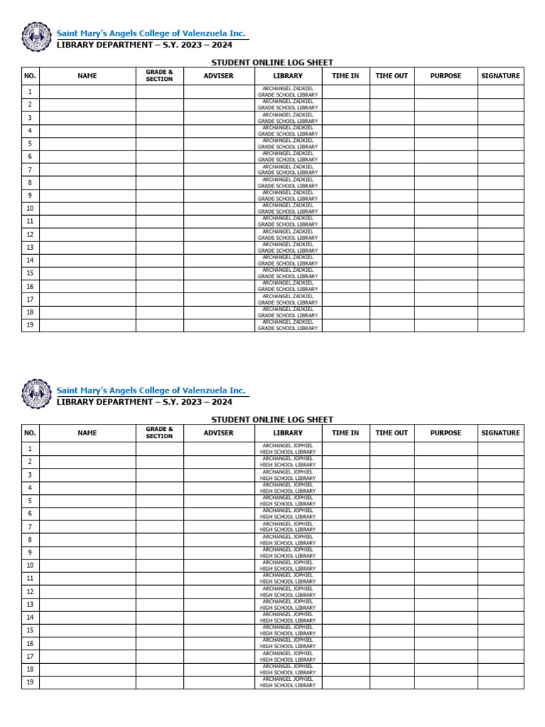 Student Cyber Section Log Sheet | PDF