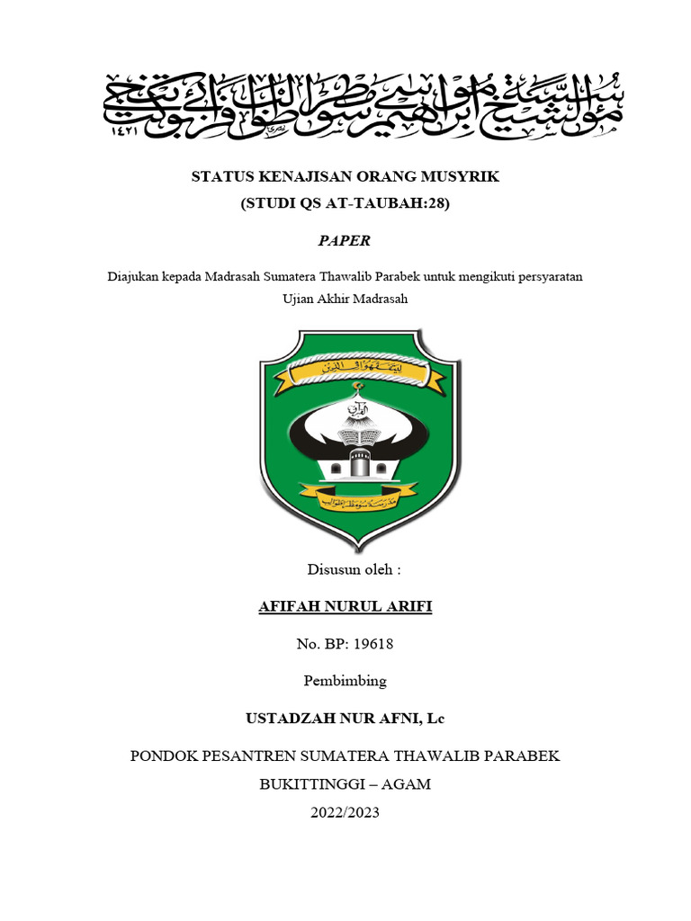 Status Kenajisan Orang Musyrik | PDF