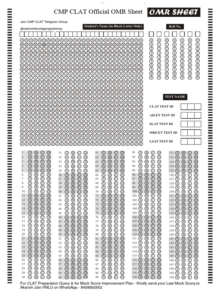 CMP CLAT Official OMR Join @clatmentorshipprogramcmp.. | PDF
