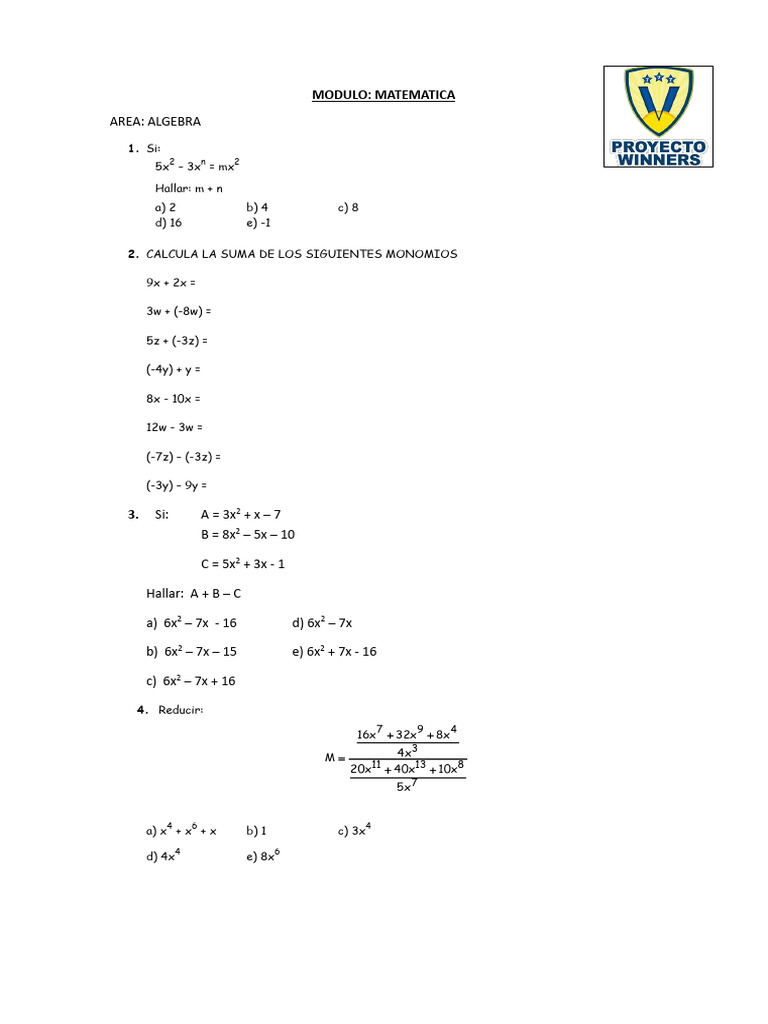 Modulo de Matematica | PDF