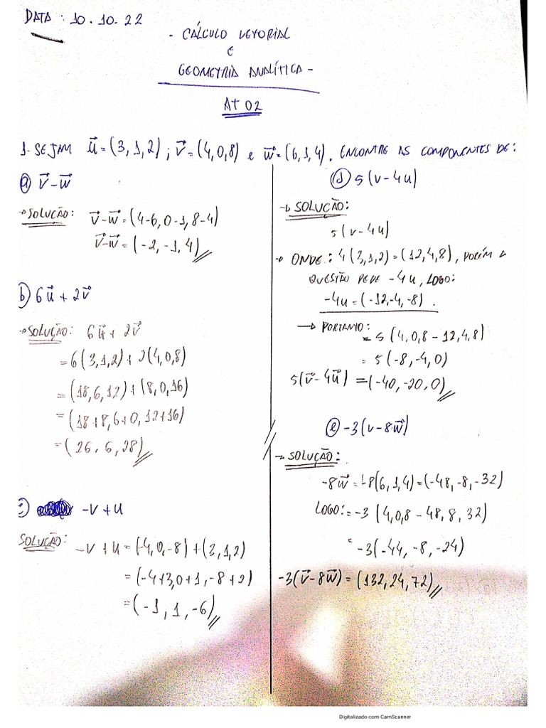 At2 Geometria Analítica | PDF