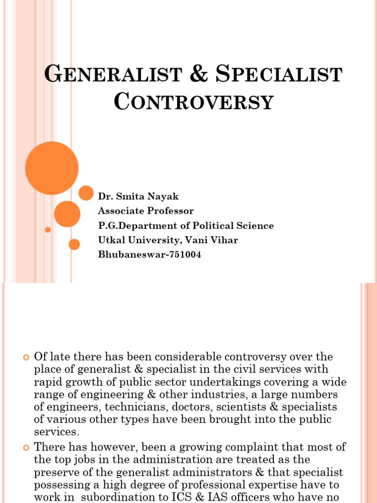Generalist Specialist Controversy | PDF