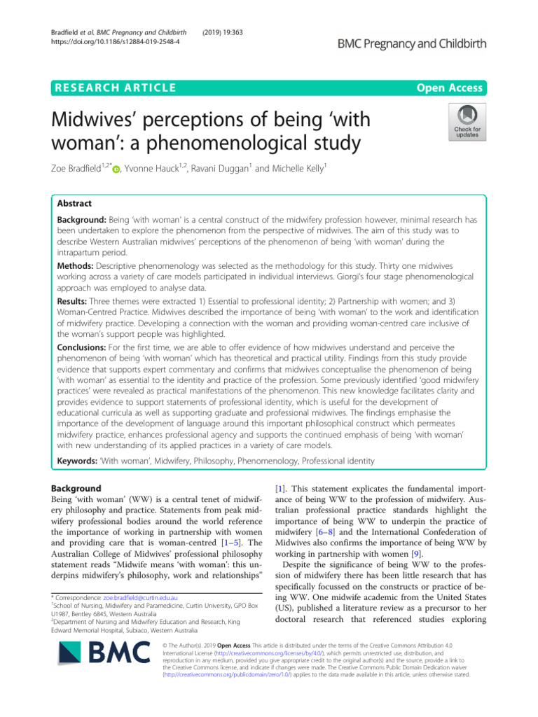 3) Midwives Perceptions of Being With Woman A Phenomenological Study | PDF