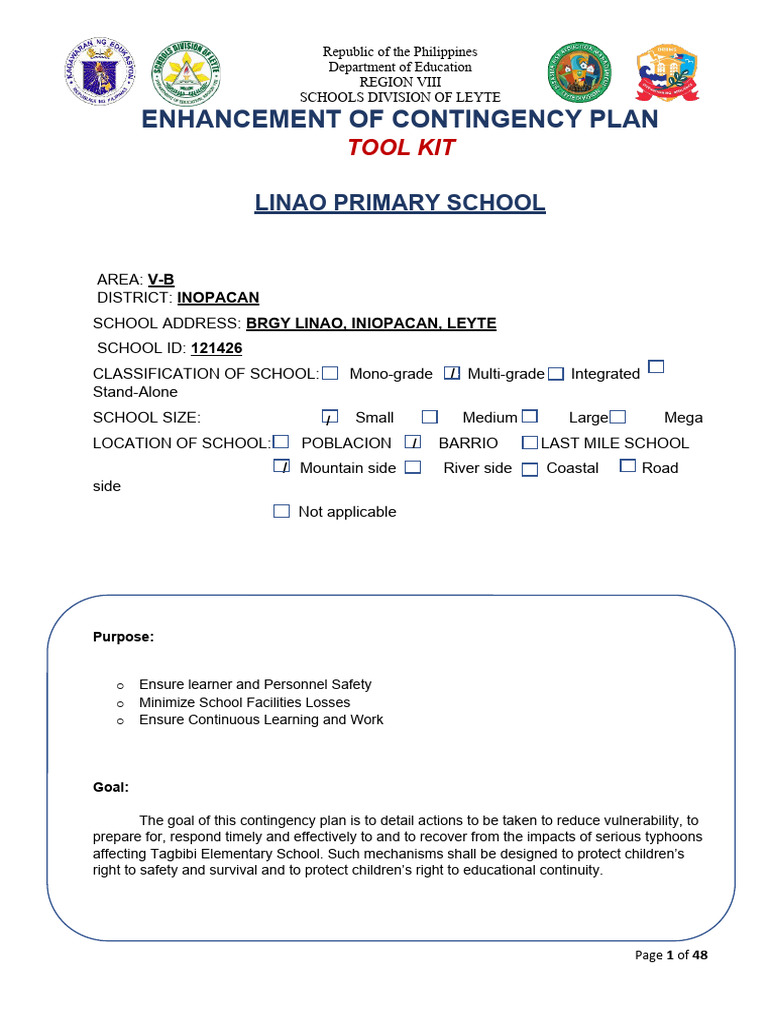 Contingency Plan Tool Kit LINAO PS | PDF | Tropical Cyclones | Disaster ...