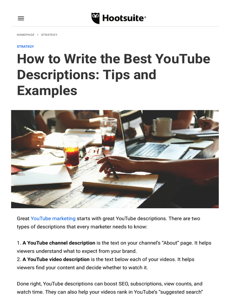 How To Write The Best YouTube Descriptions - Tips and Examples | PDF | Search Engine ...