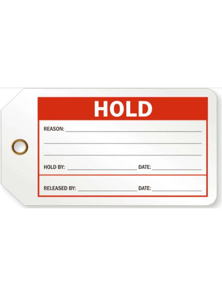 Hold Tag | PDF