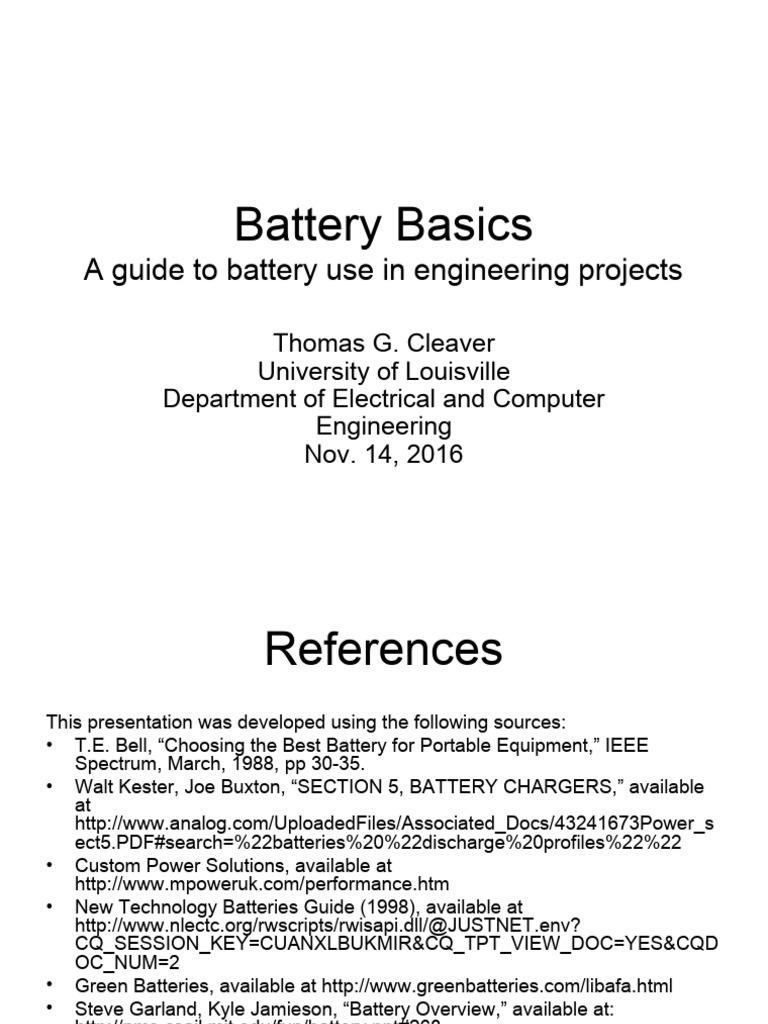 Battery Basics | PDF | Rechargeable Battery | Battery (Electricity)