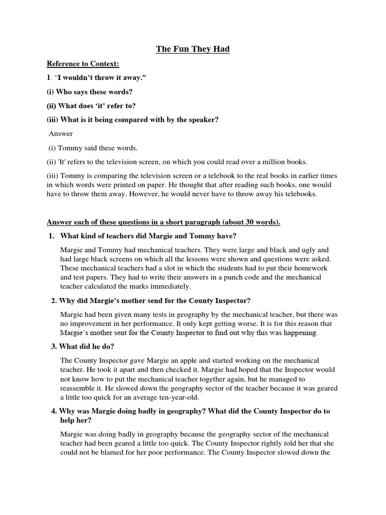 The Fun They Had | PDF