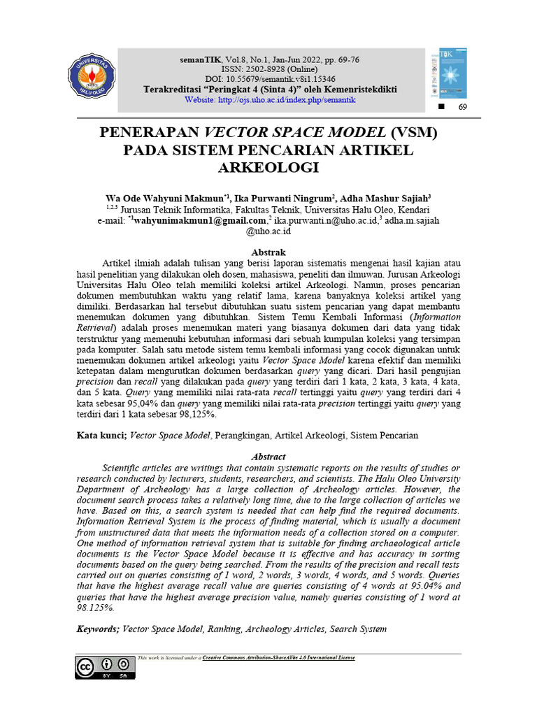 Penerapan Vector Space Model VSM Pada Si | PDF