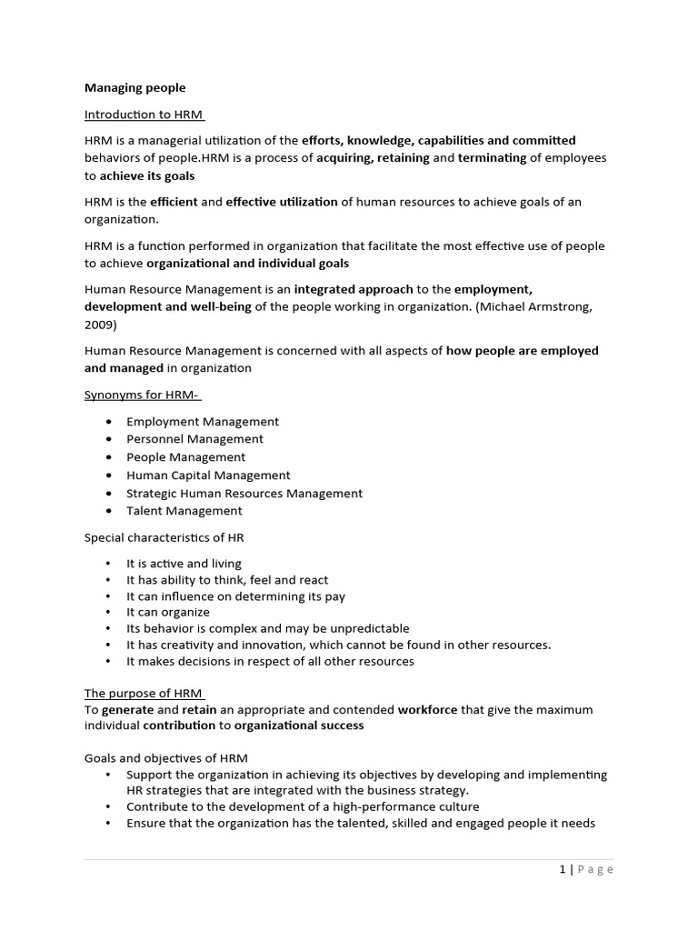 Managing People-Note | PDF | Cost Of Living | Human Resource Management