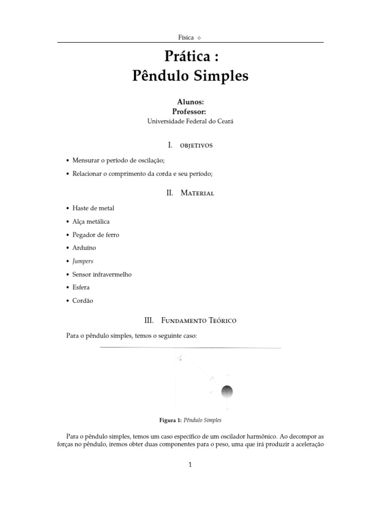 Roteiro de Prática Pêndulo Simples | PDF