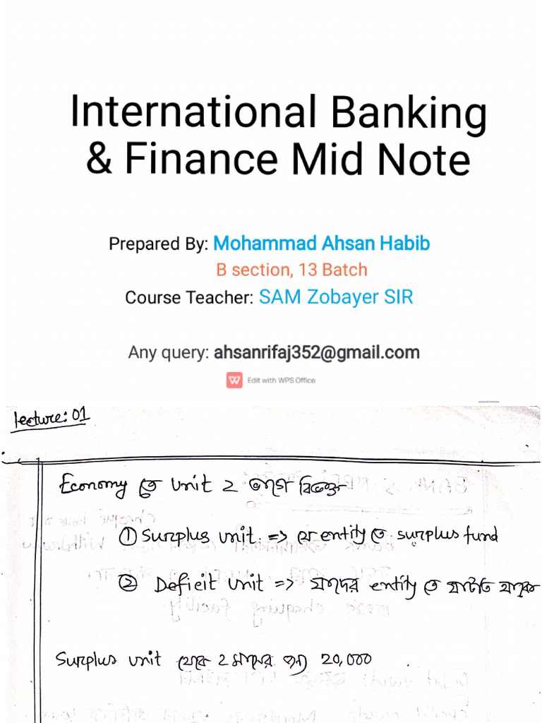 IBF Lecture Note Mid Term by Mohammad Ahsan Habib - EB183053.B Section. 13 Batch | PDF