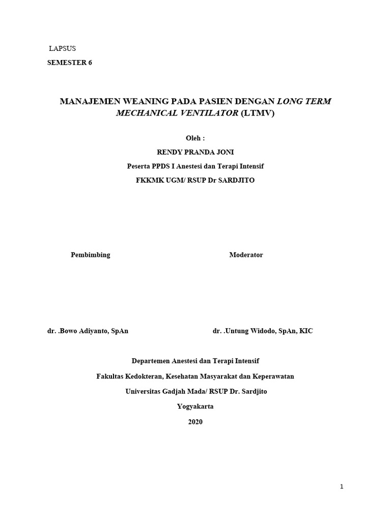 JON LAPSUS R6 MANAJEMEN WEANING PADA LTMV | PDF