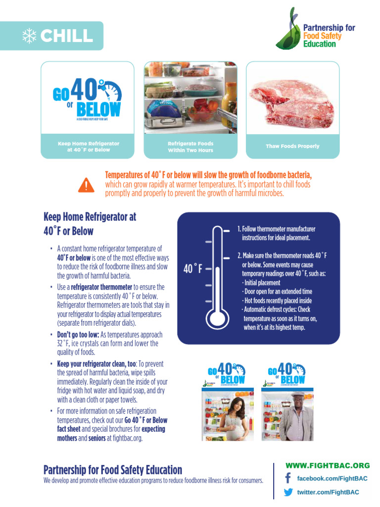 Core Four Practices Fact Sheets Chill | PDF | Refrigerator | Foodborne ...