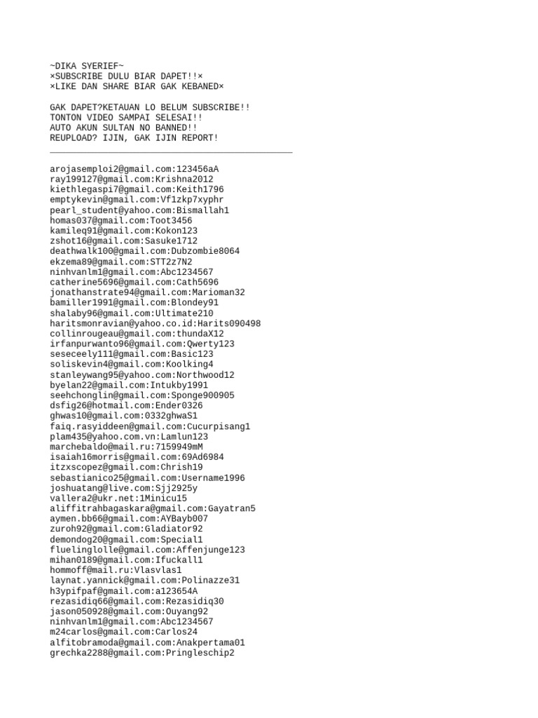 List of Email Credentials | PDF | Home & Garden