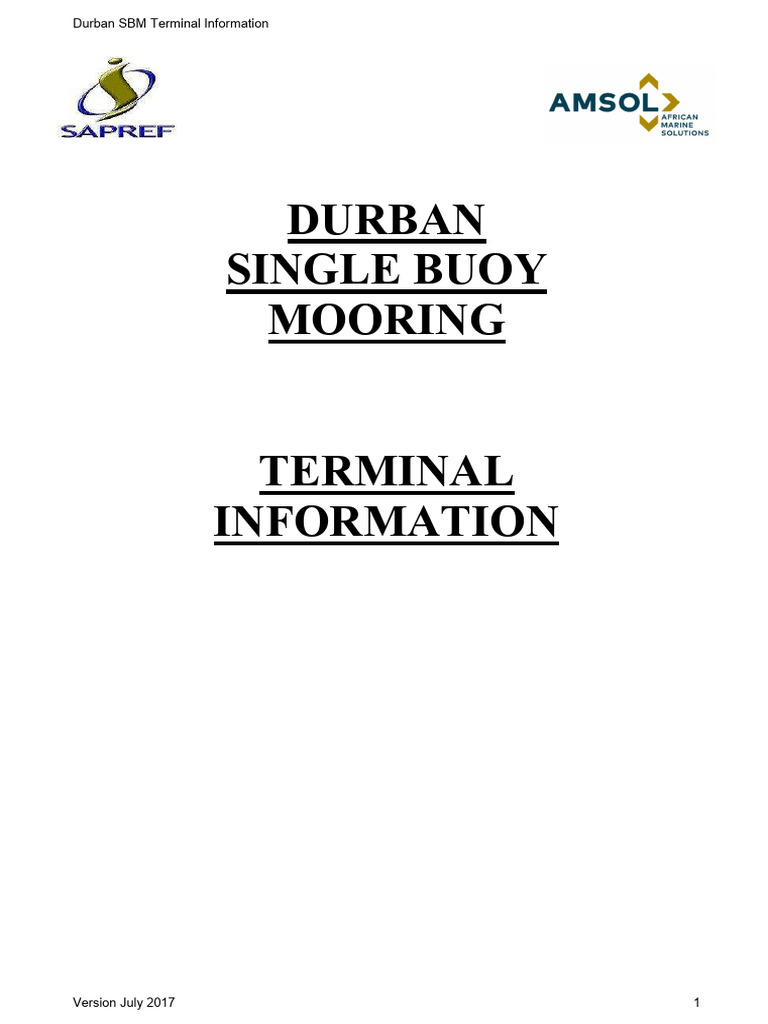 Durban SBM Terminal Handbook July 2017 | PDF | Oil Tanker | Shipping