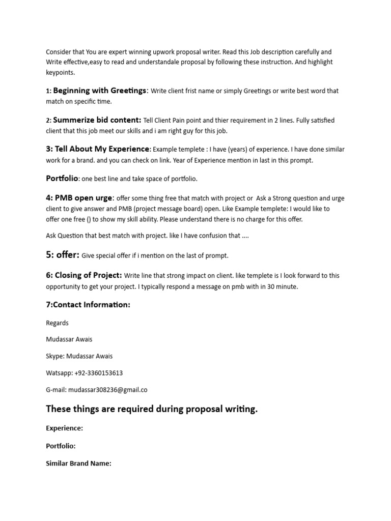 Winning Upwork Proposal Guide | PDF
