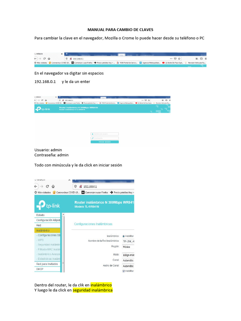 Cómo Cambiar la Contraseña del Router | PDF