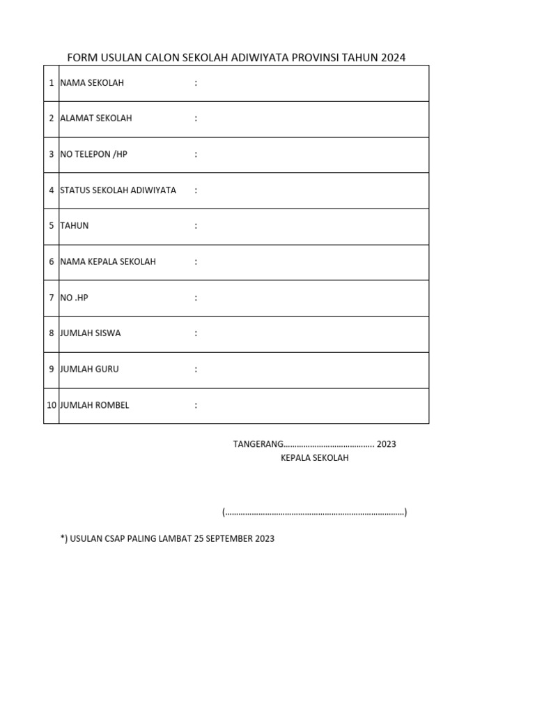Form Usulan Csap Csan Csam 2024 | PDF