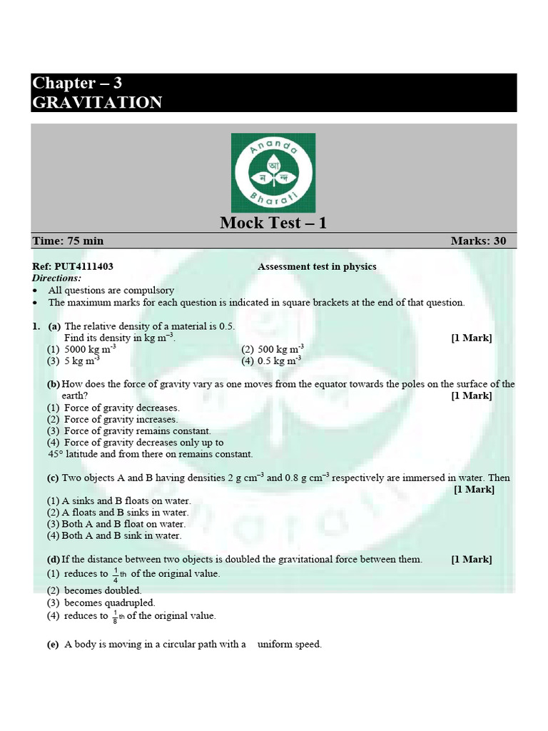 Chapter - 3 Gravitation | PDF