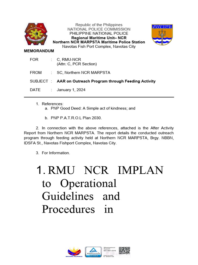 AAR Outreach Program Through Feeding Activity (January 1, 2024) | PDF