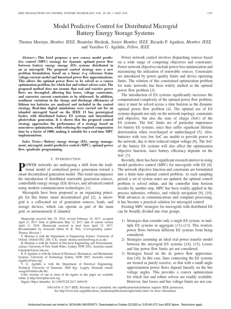 Model Predictive Control For Distributed Microgrid Battery Energy