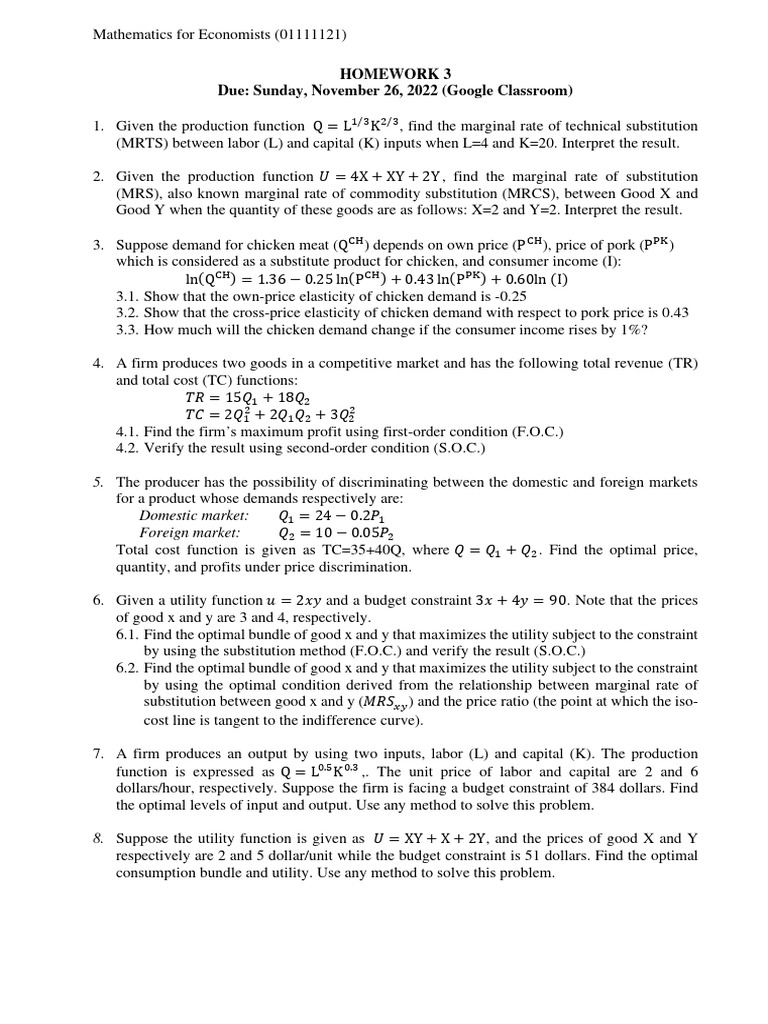 Homework 3 Due: Sunday, November 26, 2022 (Google Classroom) | PDF ...
