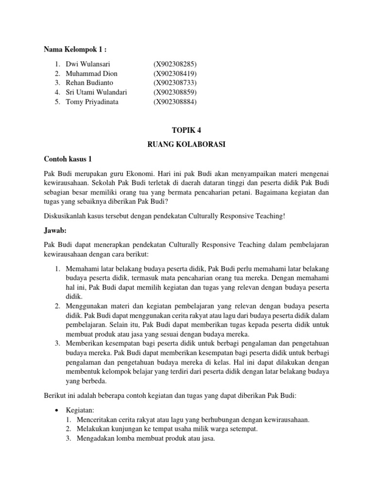 Topik 4 Ppa 1 Ruang Kolaborasi Kelompok 1 | PDF
