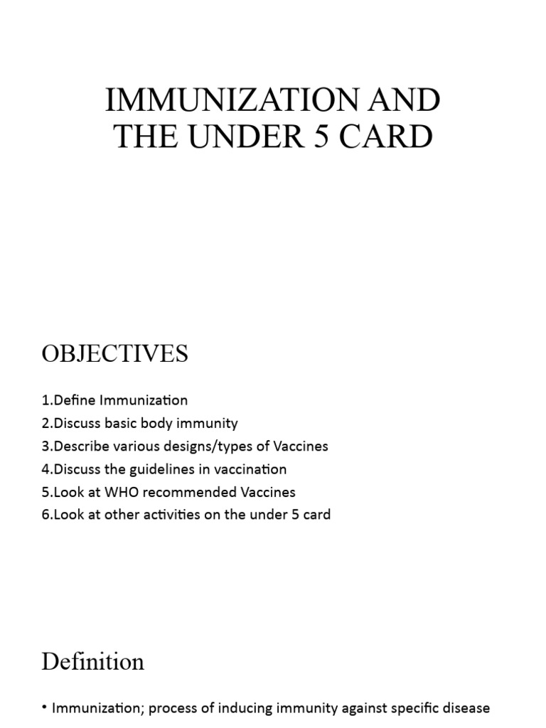 Immunisation and Under 5 Card | PDF | Vaccines | Immunity (Medical)
