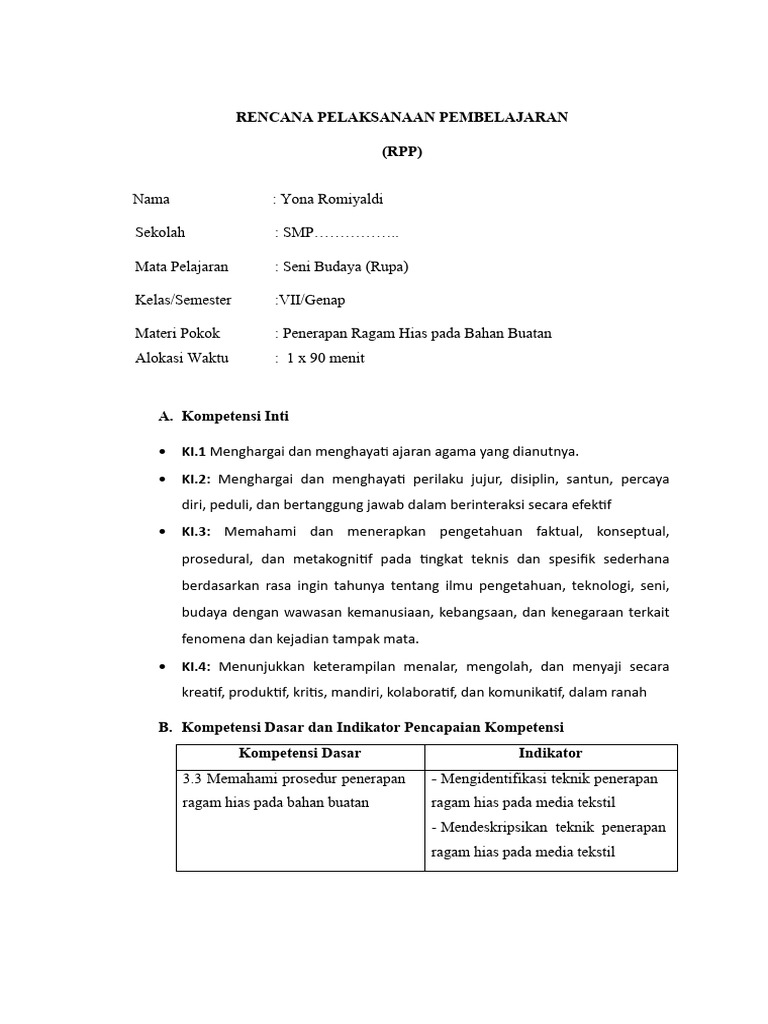 RPP, Identifikasi Masalah (PTK), RPP Perbaikan | PDF