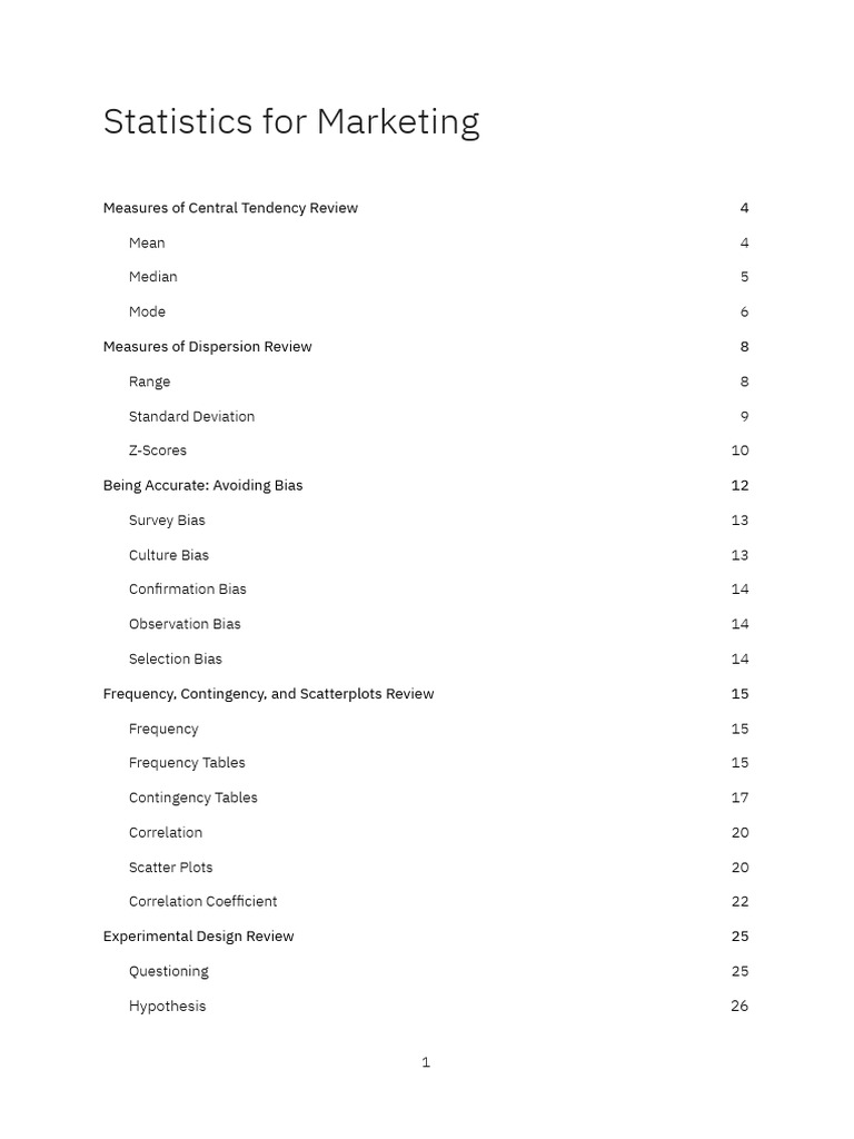 Statistics For Marketing Notebook | PDF