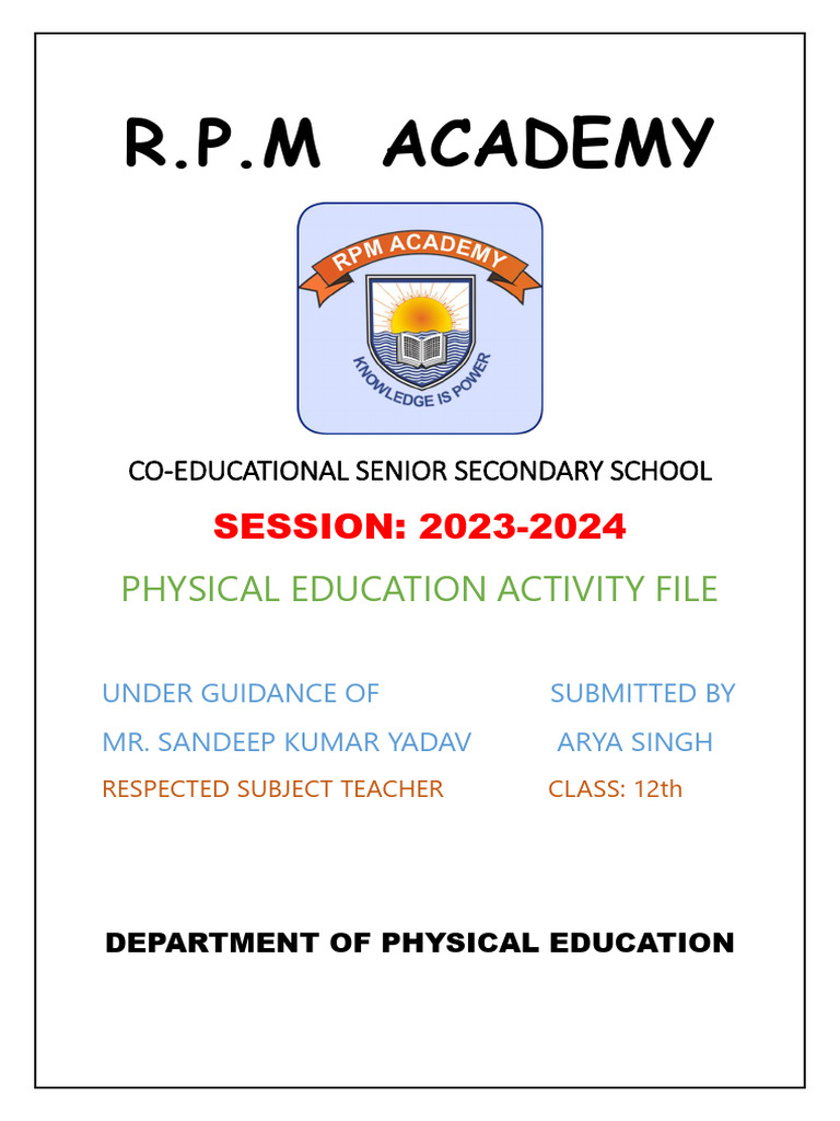 Physical Education Activity File 2023-24 | PDF