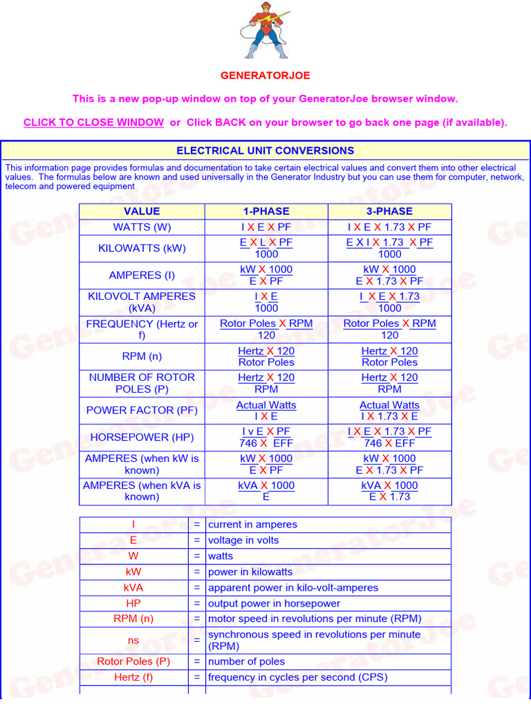 Electrical Unit Conversion | PDF | Power (Physics) | Horsepower