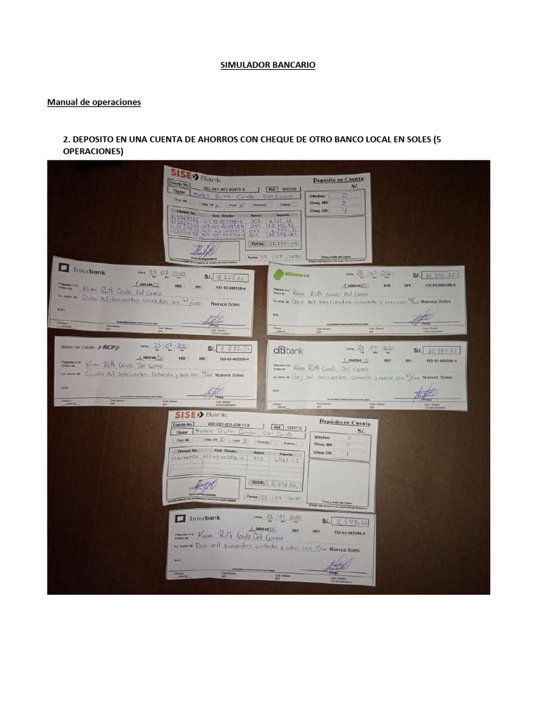 Cheques Cajero Bancario | PDF