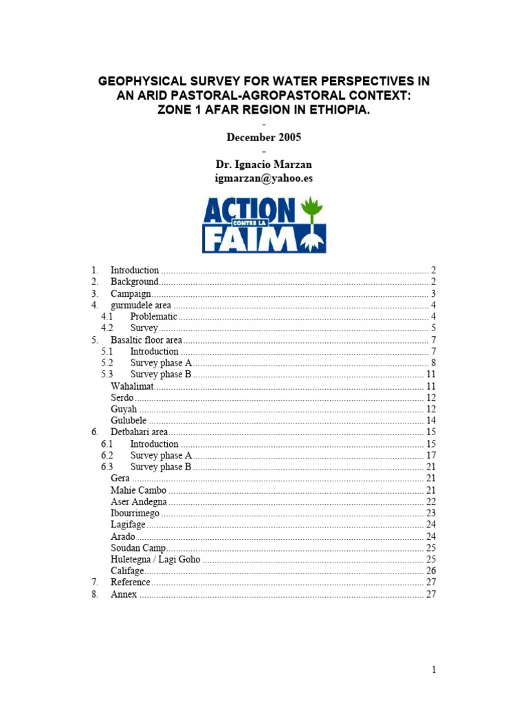 Afar Geophy Survey 2005 FINAL | PDF | Aquifer | Earth Sciences