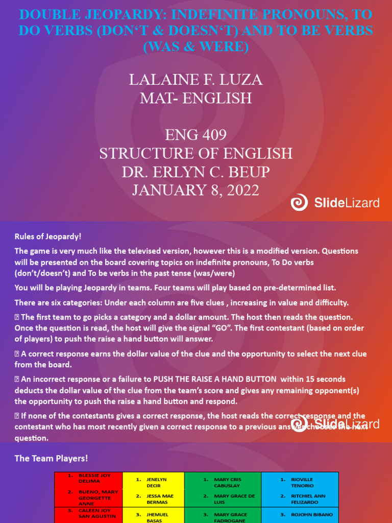 Jeopardy Template by SlideLizard | PDF