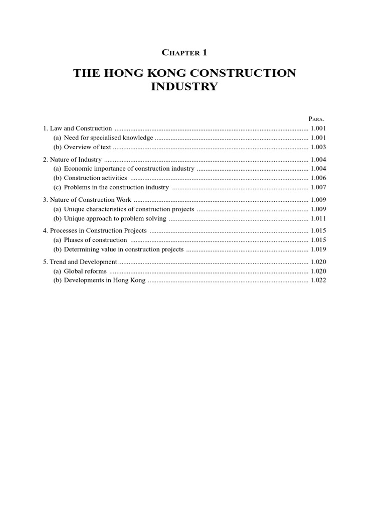 Hong Kong Construction Industry Overview | PDF