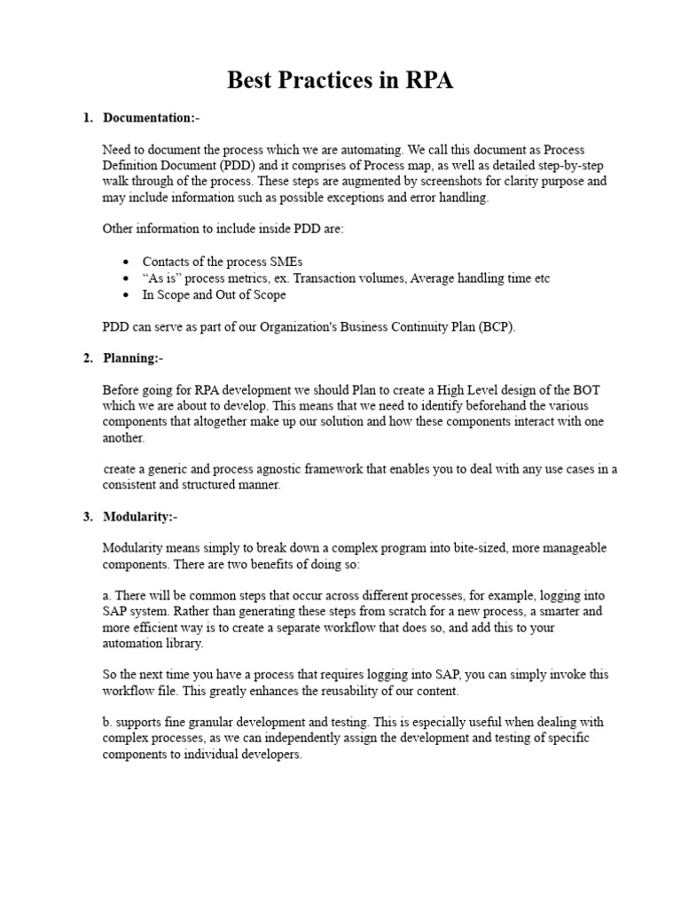 RPA Best practices | PDF