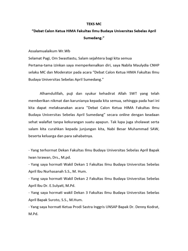 Teks MC Debat Fix | PDF