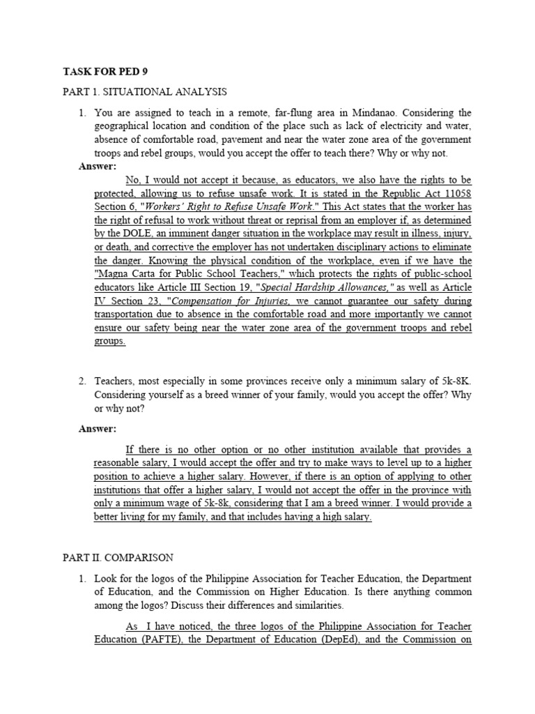Ped 9-Situational Analysis | PDF | Salary | Teachers