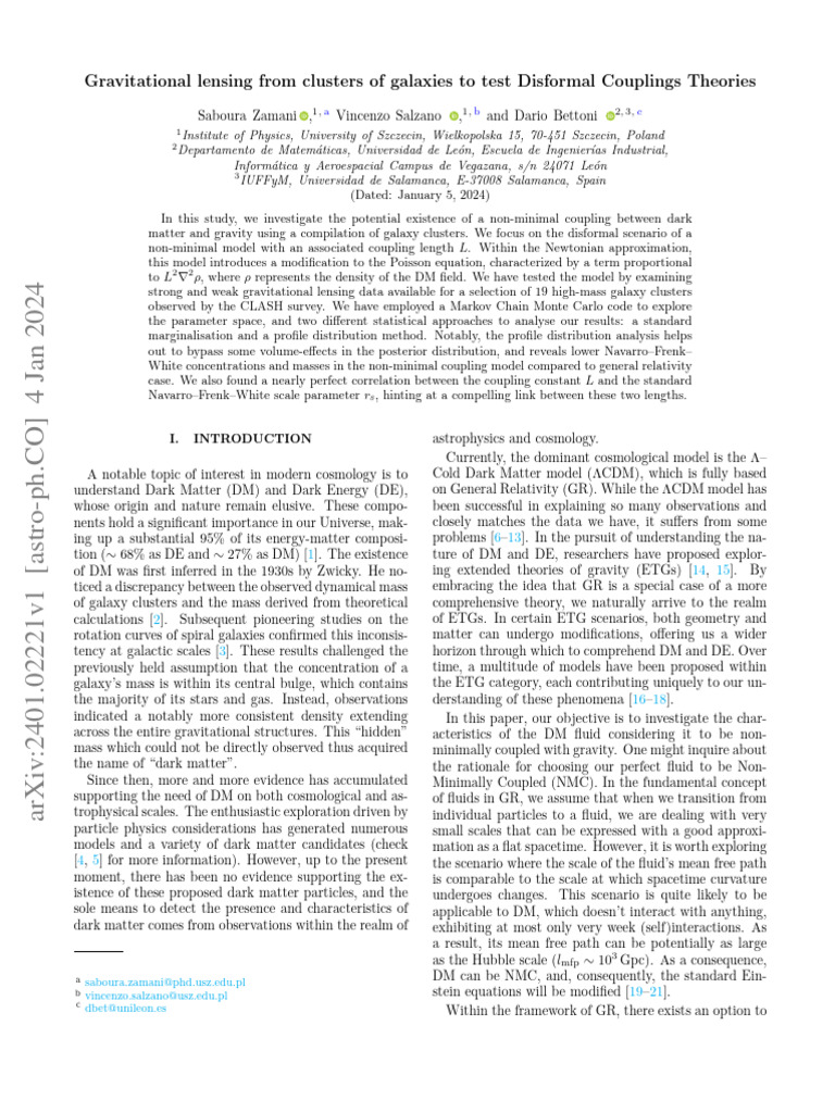 Galaxy Clusters & Disformal Theories | PDF | Science & Mathematics