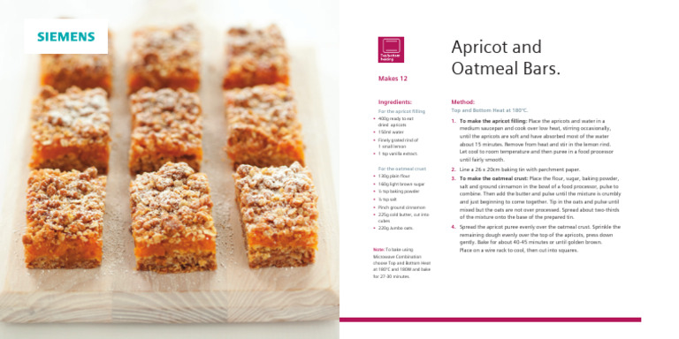 2018 08 Siemens Apricot Oatmeal Bars Web | PDF