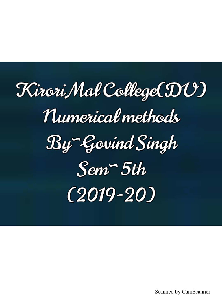 Numerical Methods (Classroom Notes) | PDF
