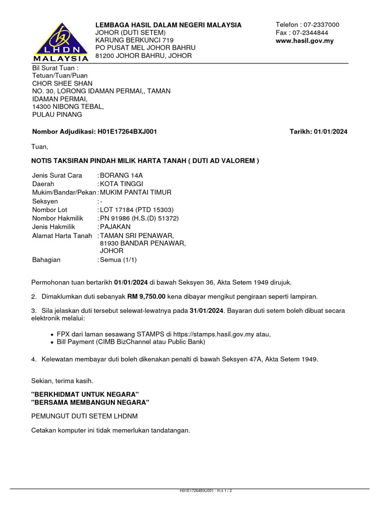 2023.10330.14A-Notis Taksiran | PDF