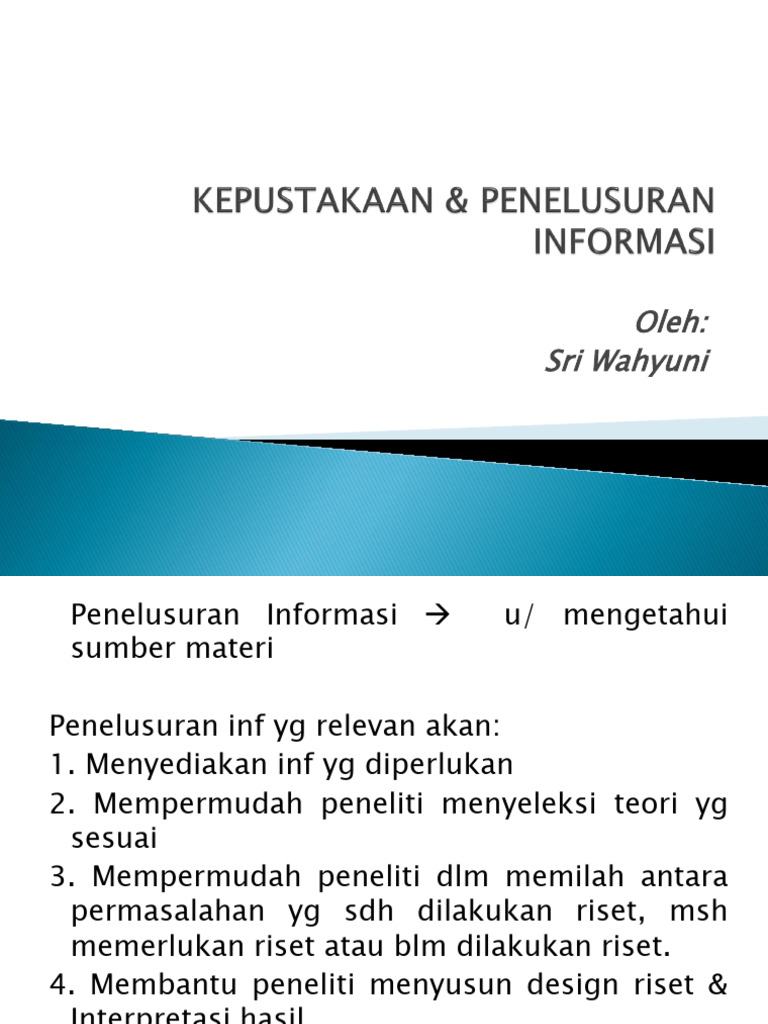 Kepustakaan Dan Penelusuran Informasi | PDF Kepustakaan Dan Penelusuran Informasi | PDF