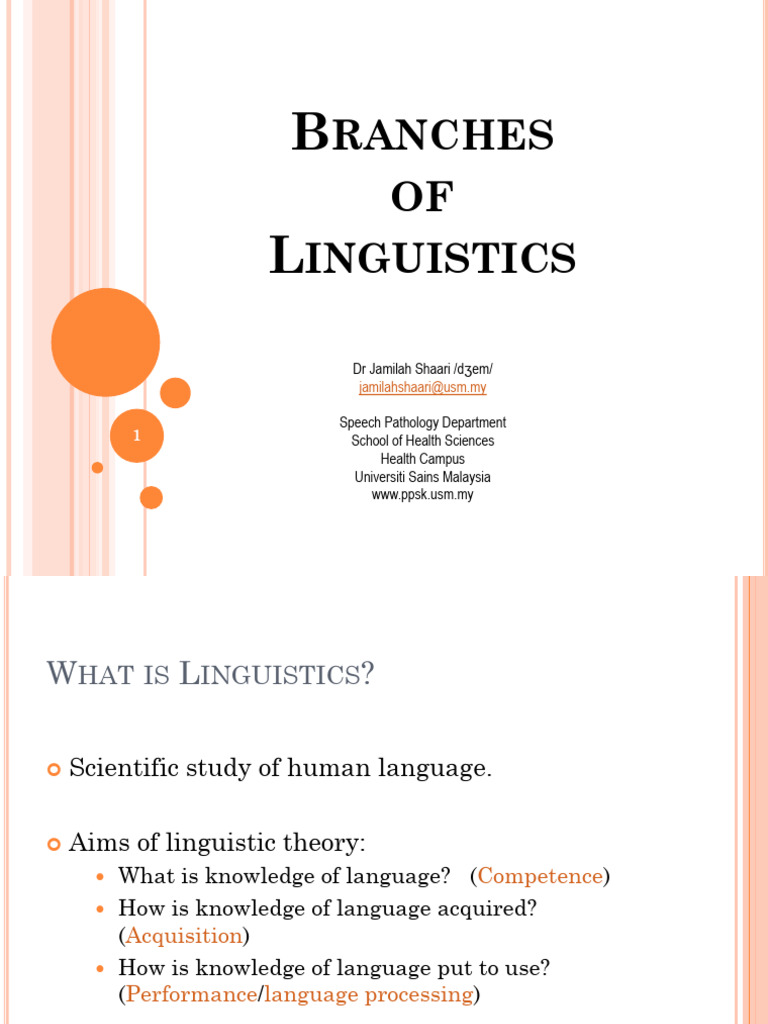 GTP100 - 1-Branches of Linguistics | PDF | Word | Linguistics