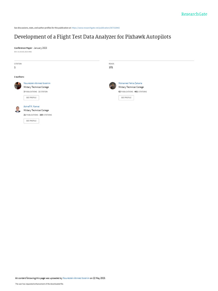 Development of A Flight Test Data Analyzer For Pixhawk Autopilots | PDF